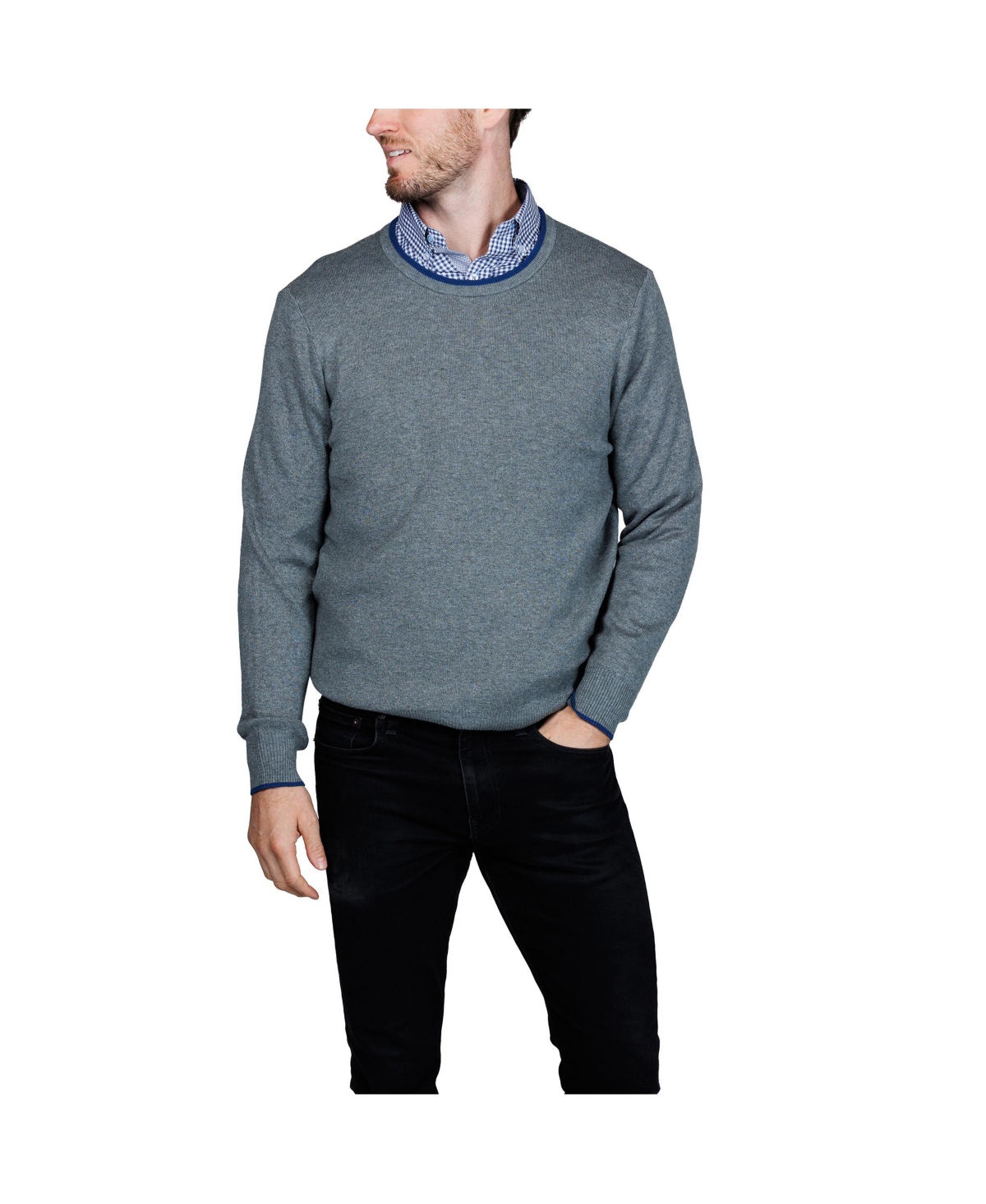Click here for Tailorbyrd Mens Fine Knit Crew Neck Sweater - Grey... prices