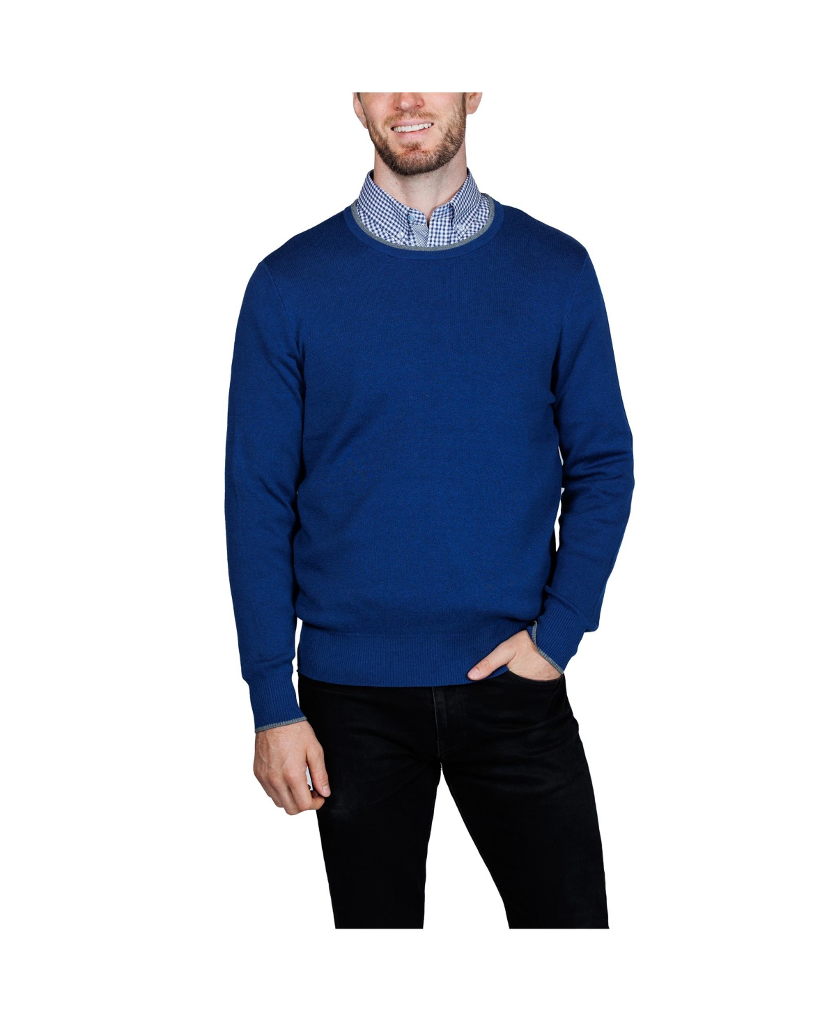 Click here for Tailorbyrd Mens Fine Knit Crew Neck Sweater - Navy prices