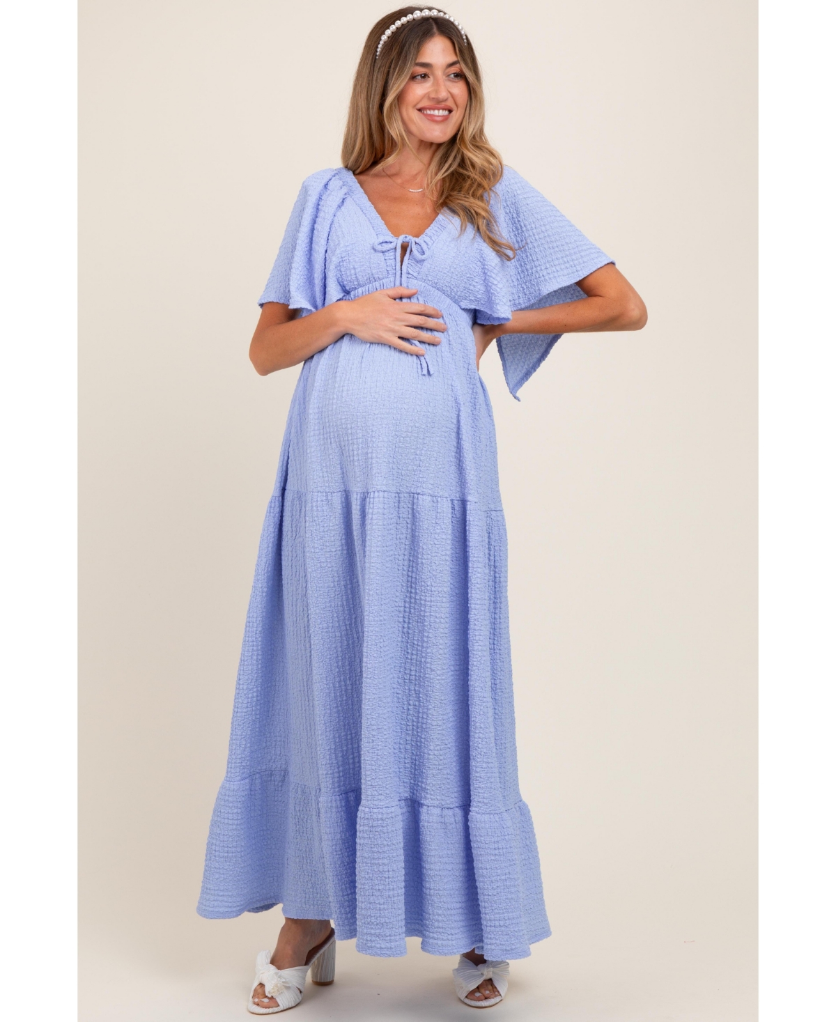Click here for Pinkblush Light Blue Woven Textured Flutter Sleeve... prices