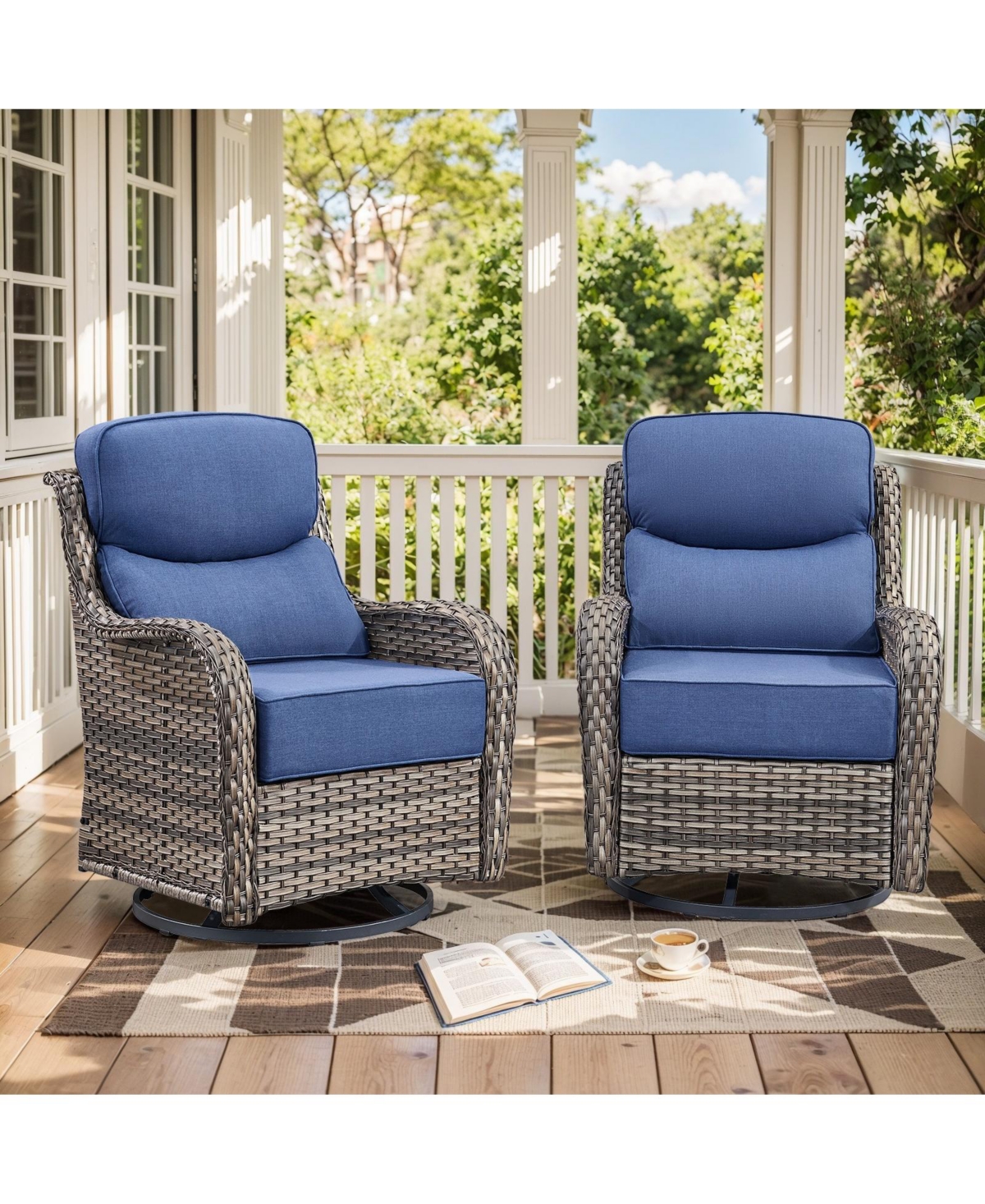 Click here for Gymojoy MoonLuxe Outdoor 2-Person Wicker Glider Pa... prices