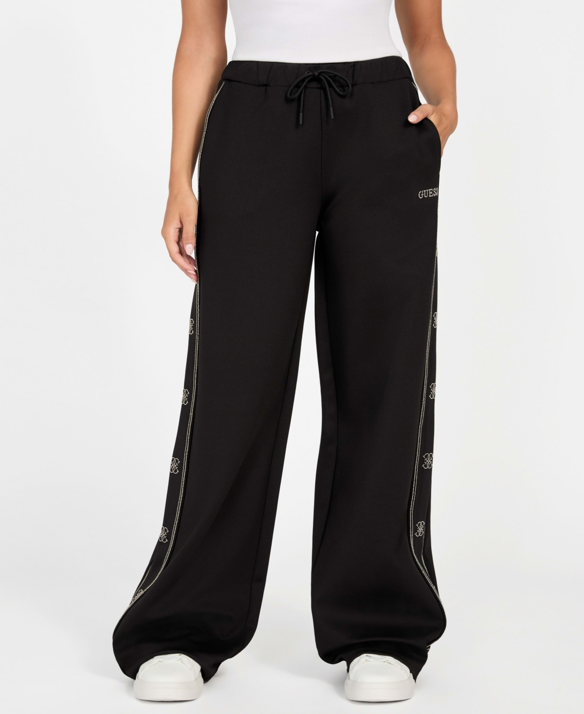 Click here for Guess Womens Octavia Wide Leg Sweatpants - Jet Bla... prices