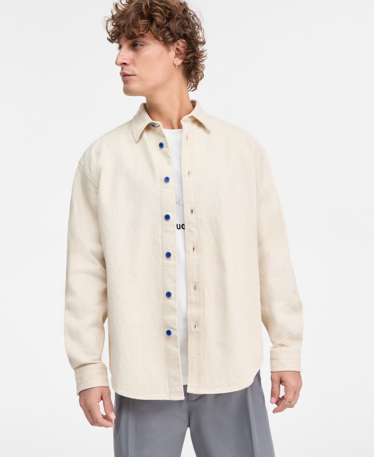 Click here for Hugo Boss Mens Cotton Ebino Button-Front Shirt Jac... prices