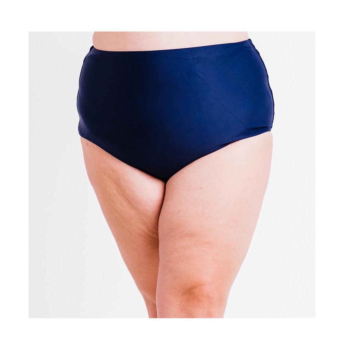 Click here for Calypsa Plus Size High-Waisted Bikini Bottom - Nav... prices