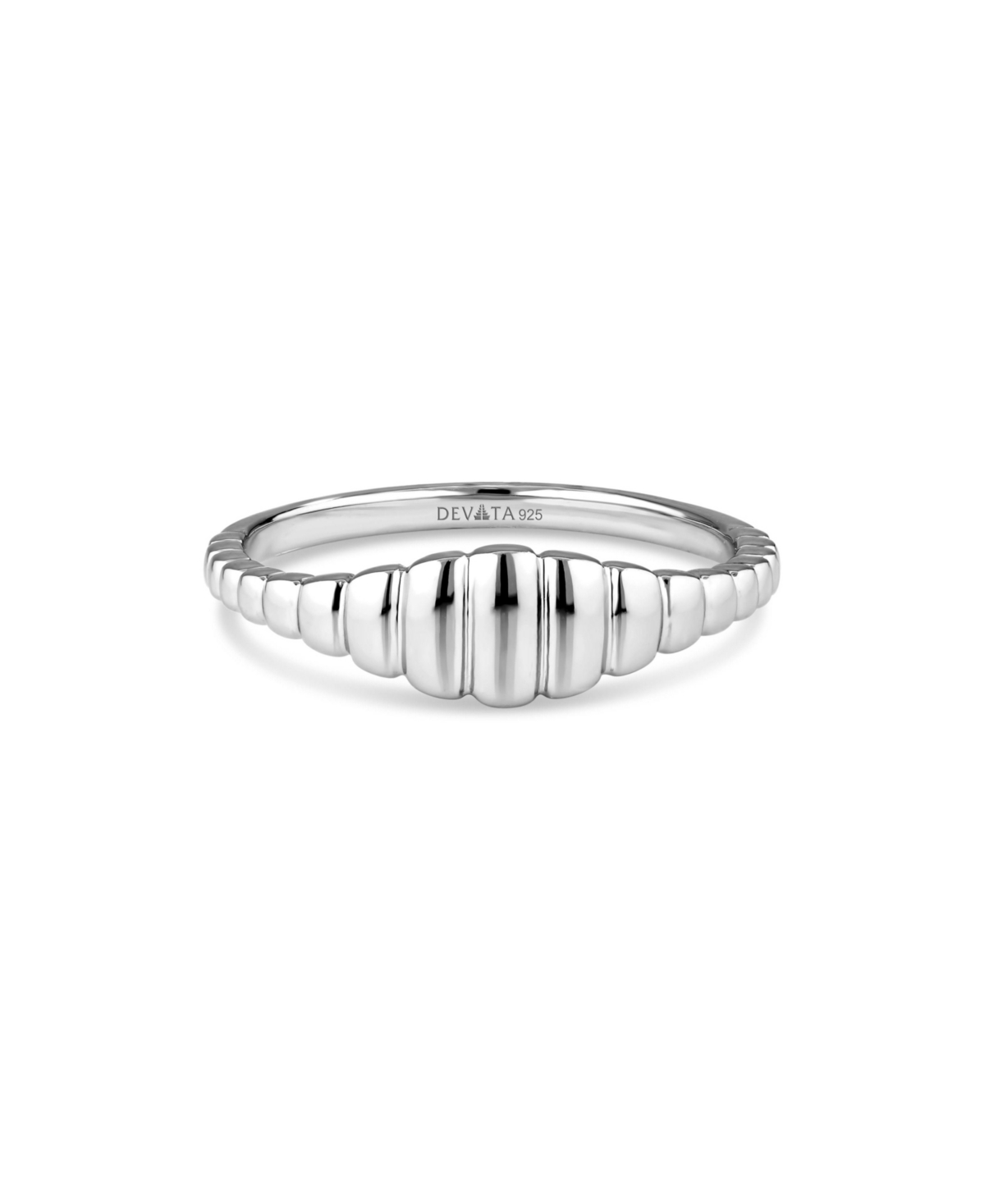 Click here for Devata Ribbed Ring in Rhodium Plated Sterling Silv... prices