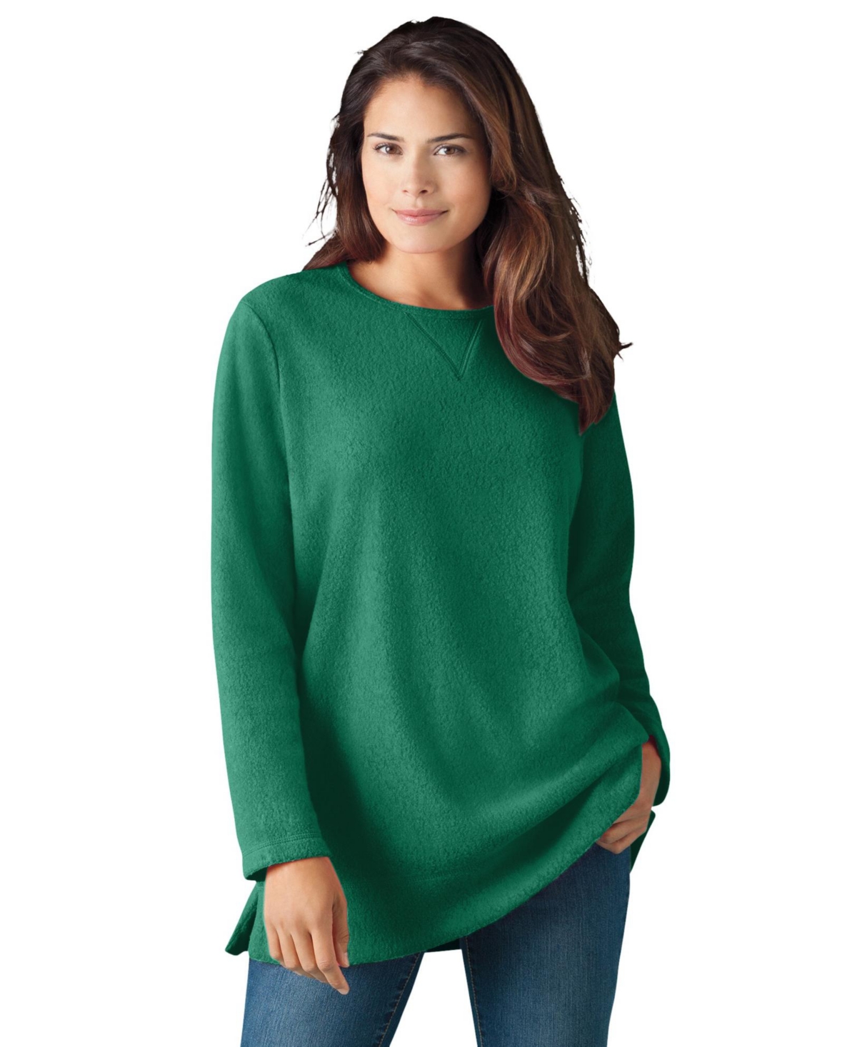 Click here for Woman Within Womens Within Sherpa Sweatshirt - Eme... prices