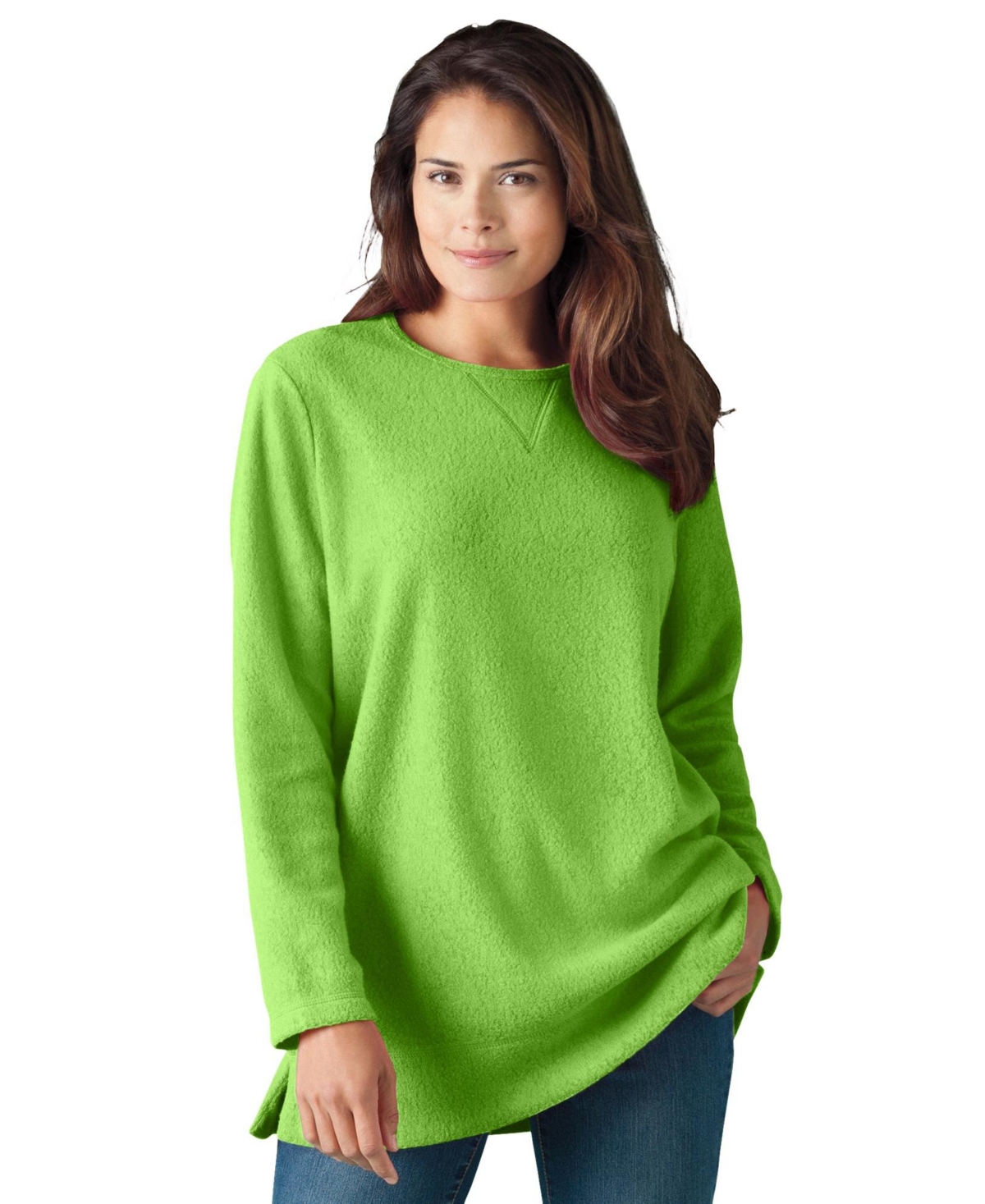 Click here for Woman Within Womens Within Sherpa Sweatshirt - Kiw... prices