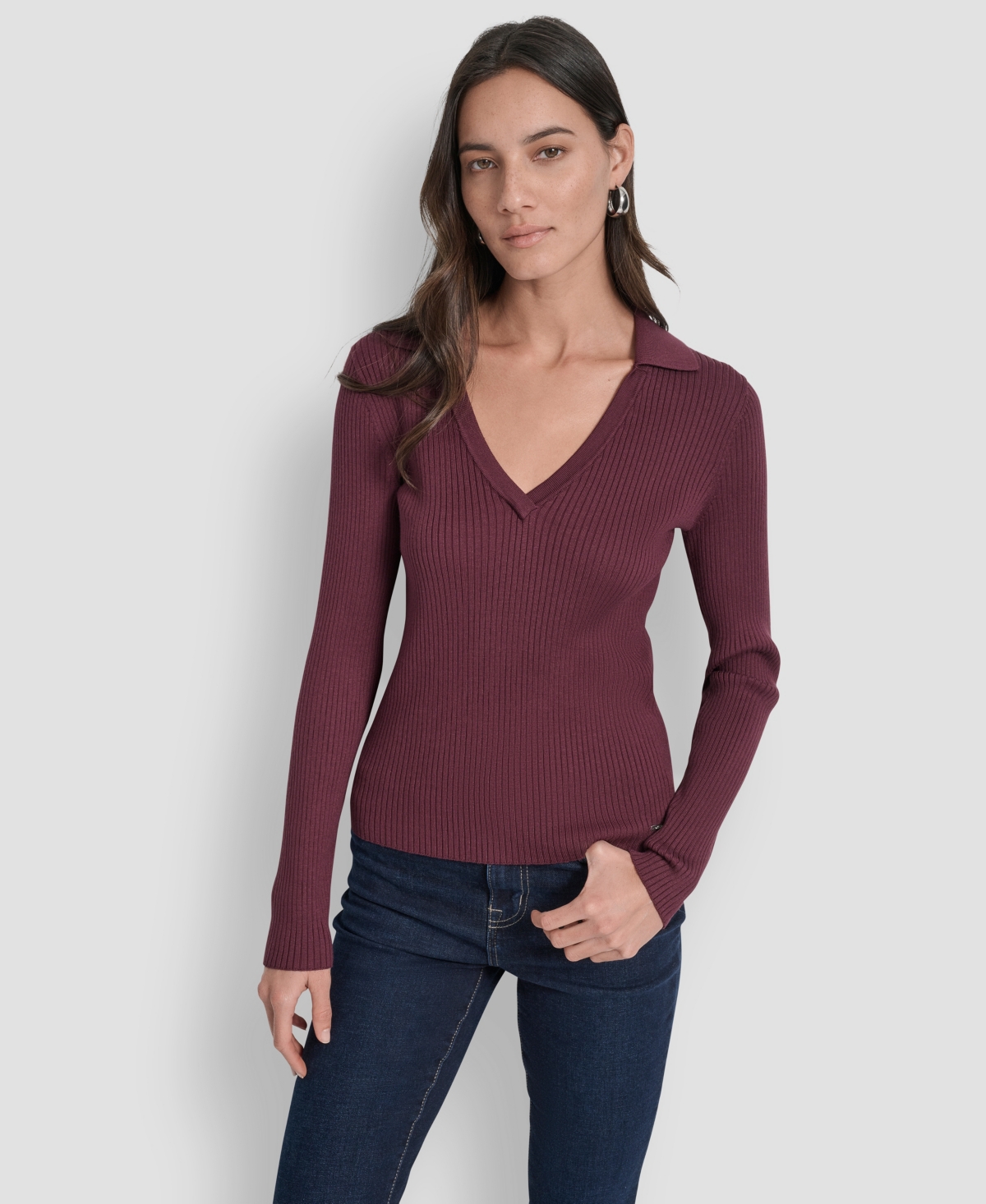Click here for Dkny Jeans Petite Ribbed Johnny-Collar Sweater - S... prices