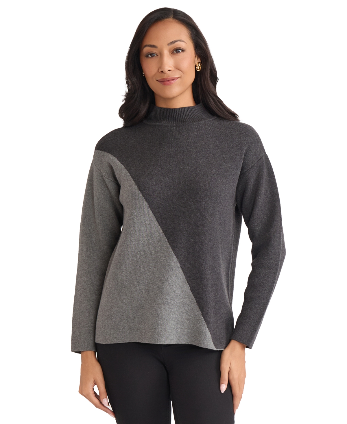 Click here for Jones New York Womens Colorblock Mock Neck Sweater... prices
