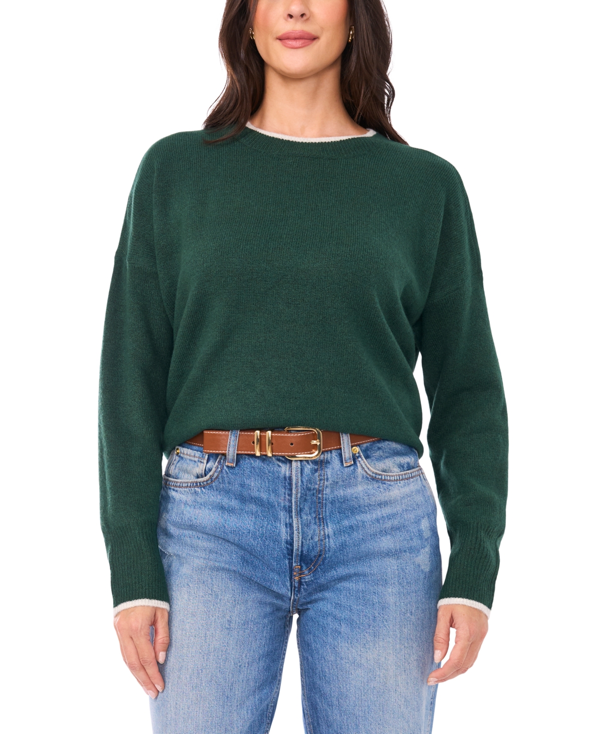 Click here for Vince Camuto Womens Tipped Crewneck Sweater - Wind... prices