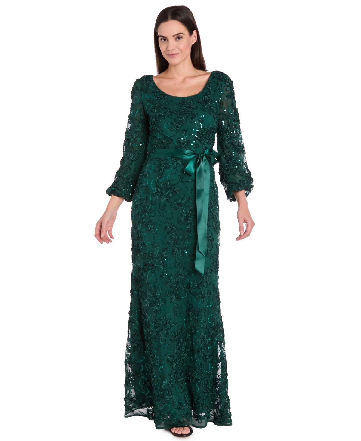 Click here for R & M Richards Petite Long Scoop Neck Lace Dress -... prices