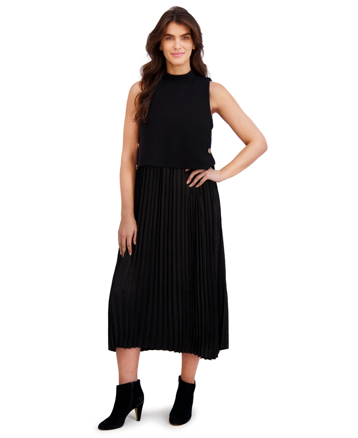 Click here for London Times Womens Side Button Popover Dress - Bl... prices