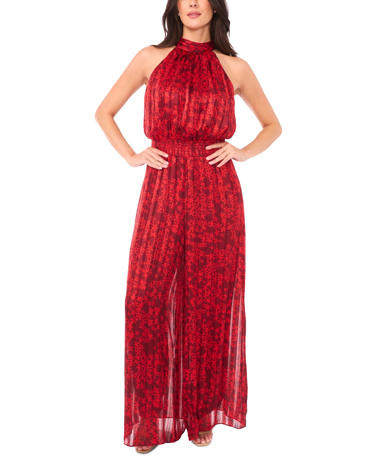 Click here for Vince Camuto Womens Sleeveless Jumpsuit - Crimson prices