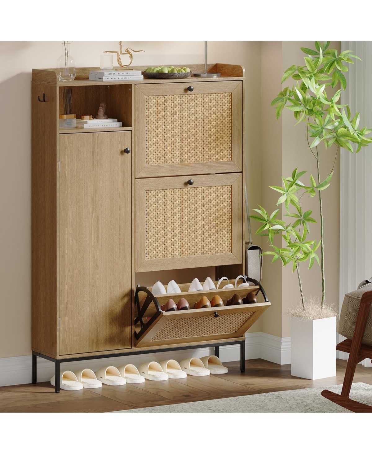 Click here for Shoe Cabinet with 3 Flip Drawers  Rattan Freestand... prices