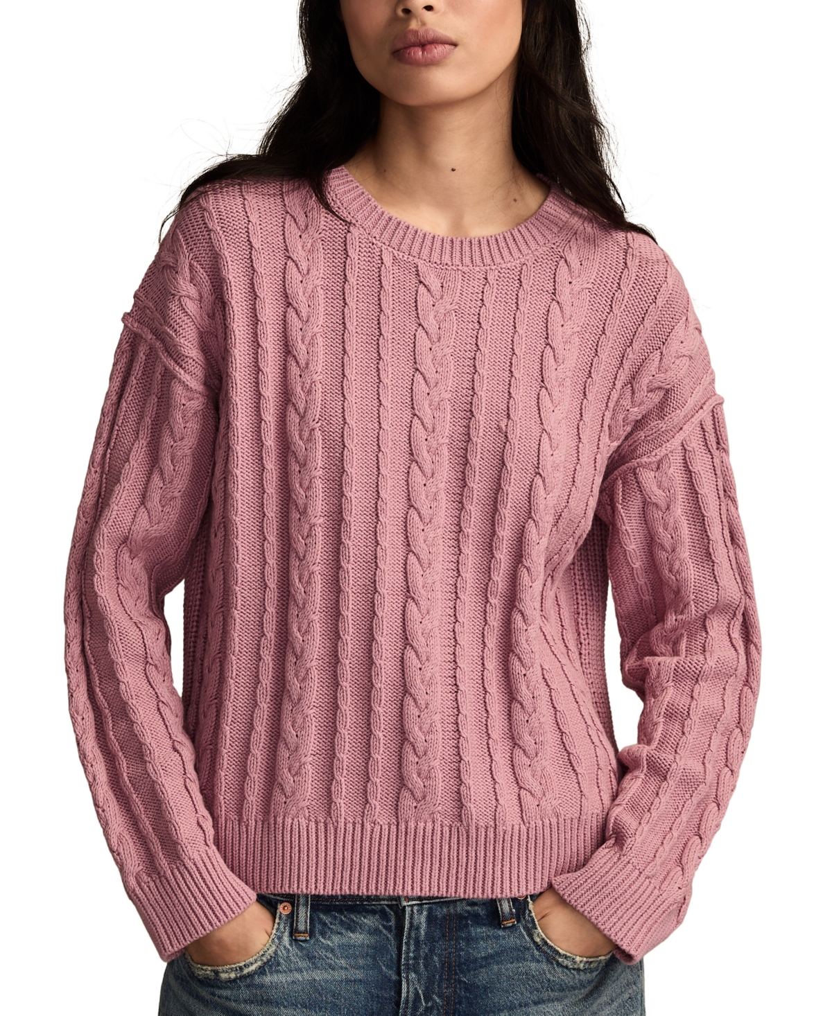Click here for Lucky Brand Womens Cable Crew Neck Sweater - Lilas prices