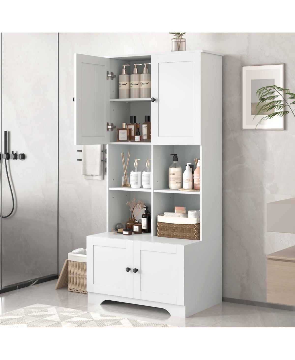 Click here for Lovmor Adjustable Shelf Bathroom Cabinet with Open... prices