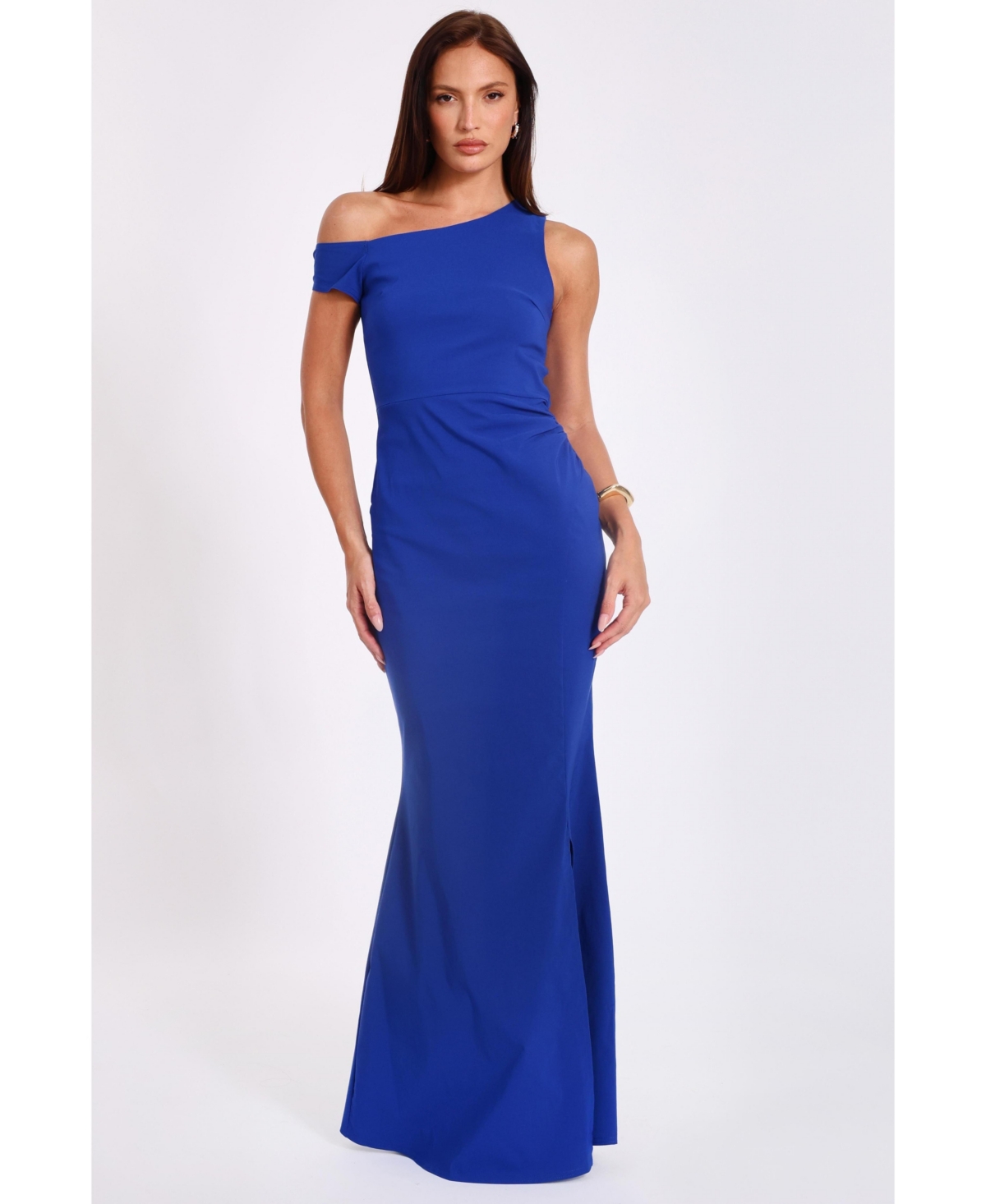 Quiz Womens Bengaline Strap Off Shoulder Wrap Maxi Dress - Royal blue