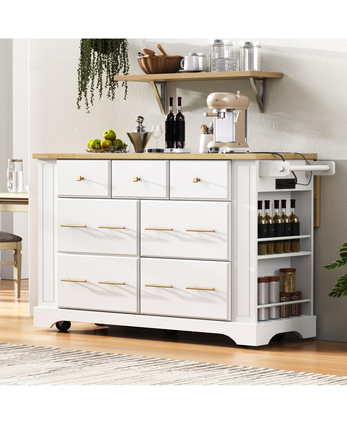 Click here for Maison Boucle Rolling Kitchen Island Cart with 6 D... prices