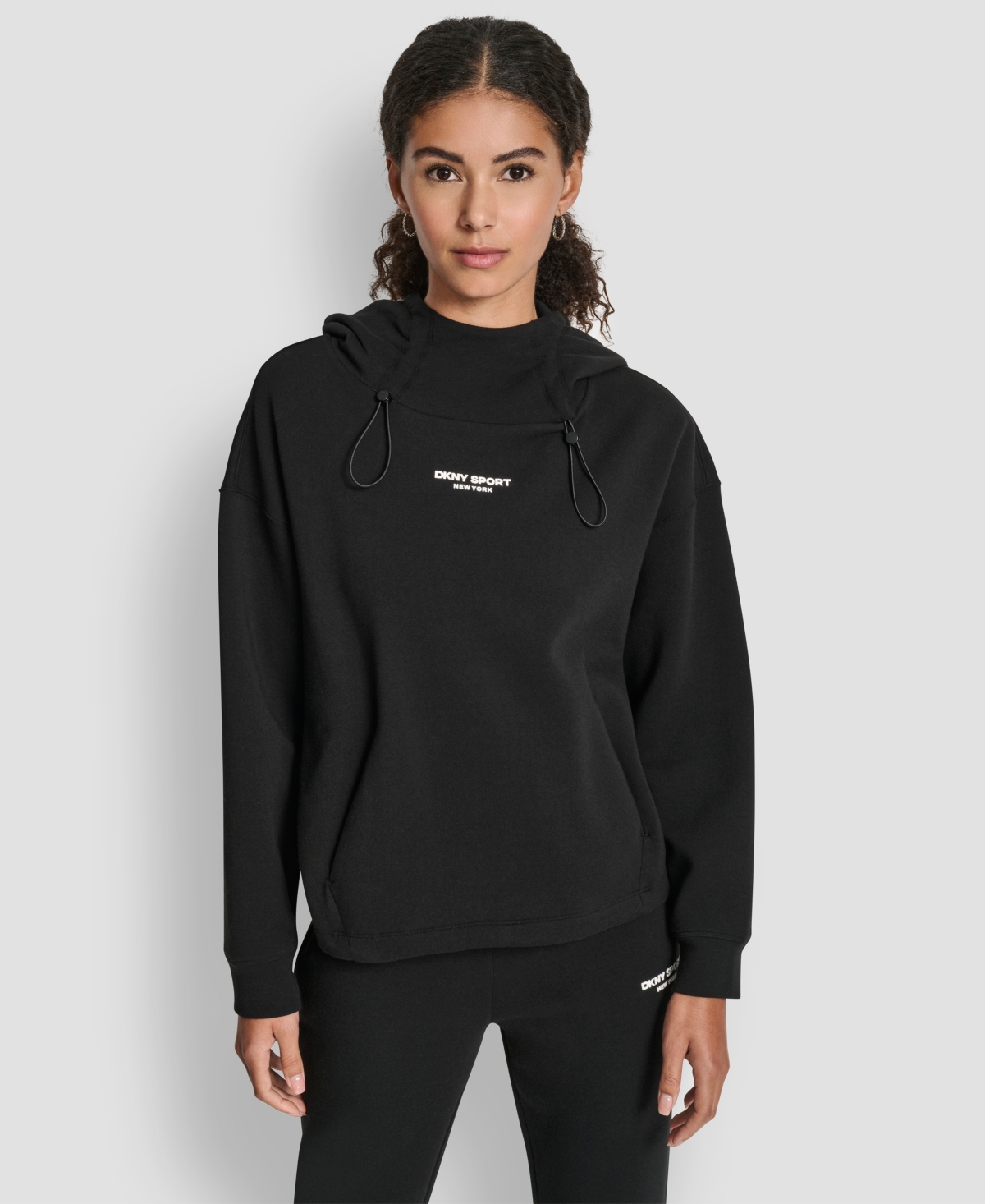 Click here for Dkny Womens Brooklyn Scuba Pull-On Hoodie - Black prices