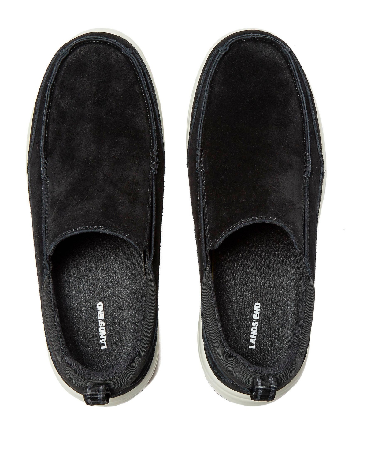 Click here for Lands End Mens Casual Slip On Loafers - Black/crea... prices