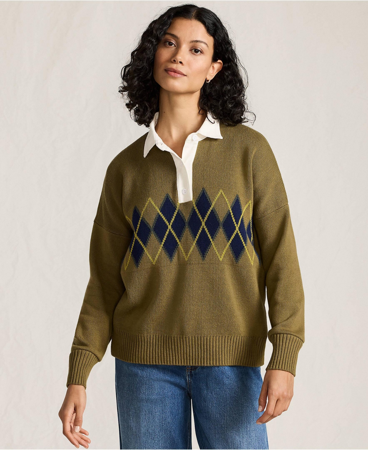 Click here for Lands End Womens Drifter Jacquard Rugby with Woven... prices