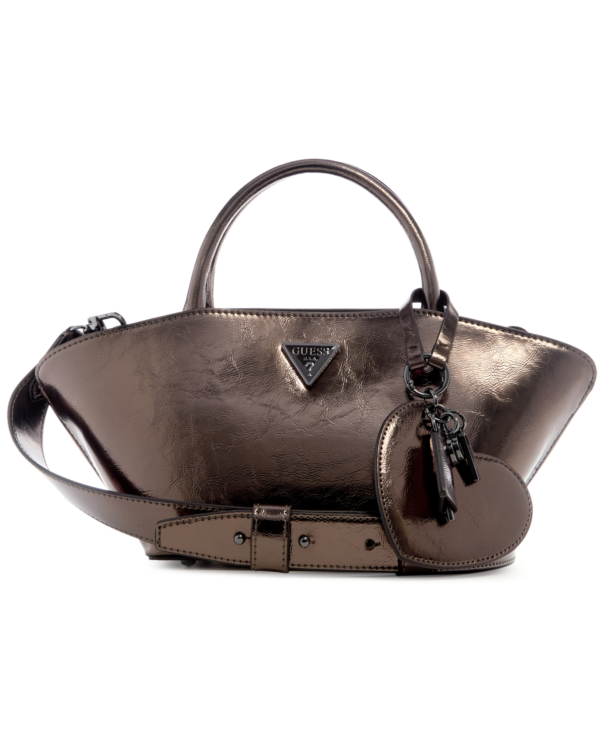 Click here for Guess Womens Bolena Medium Satchel Bag - Silver prices