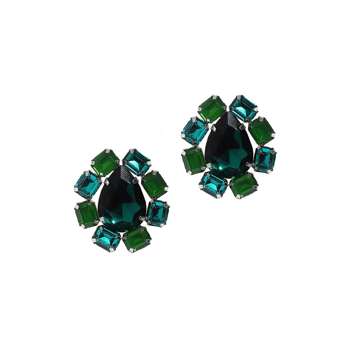 Click here for Sohi Crystal Pear Stud Earrings - Green prices