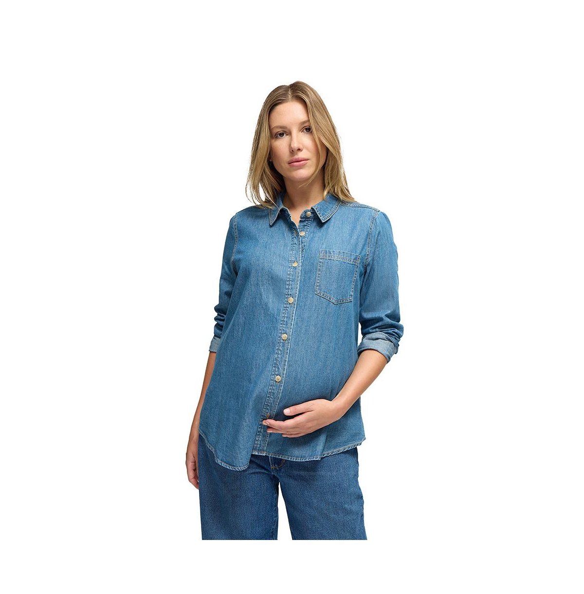 Click here for Ingrid + Isabel Denim Button Down Shirt - Medium w... prices