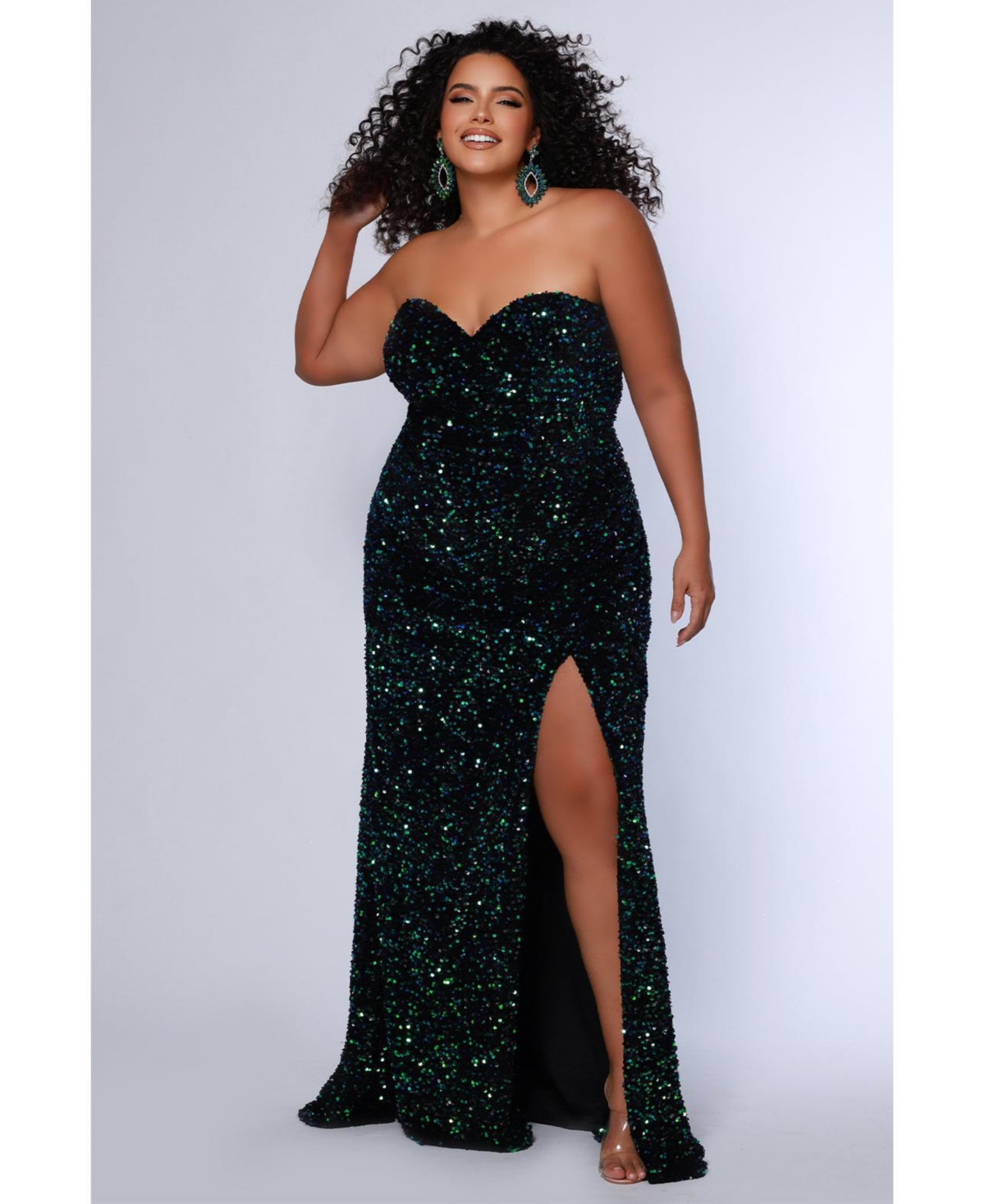 Click here for Sydneys Closet Womens Peacock Sequin Velvet Fitted... prices