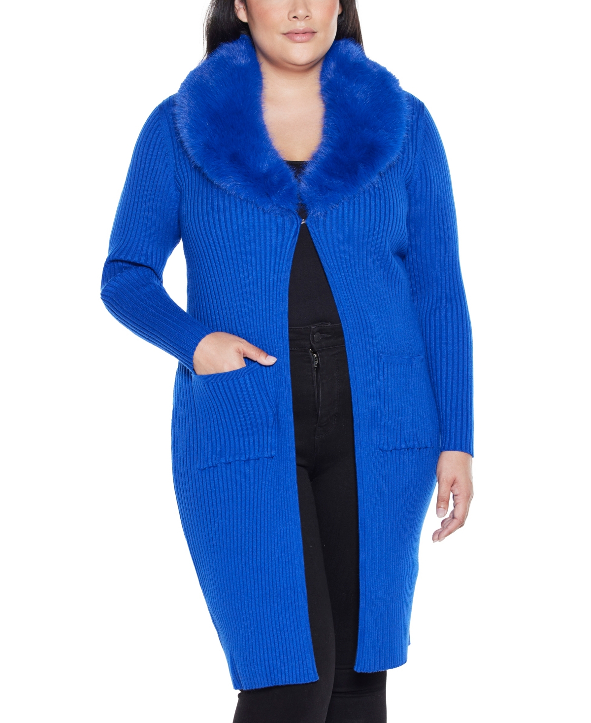 Click here for Belldini Black Label Plus Size Ribbed Collar Duste... prices