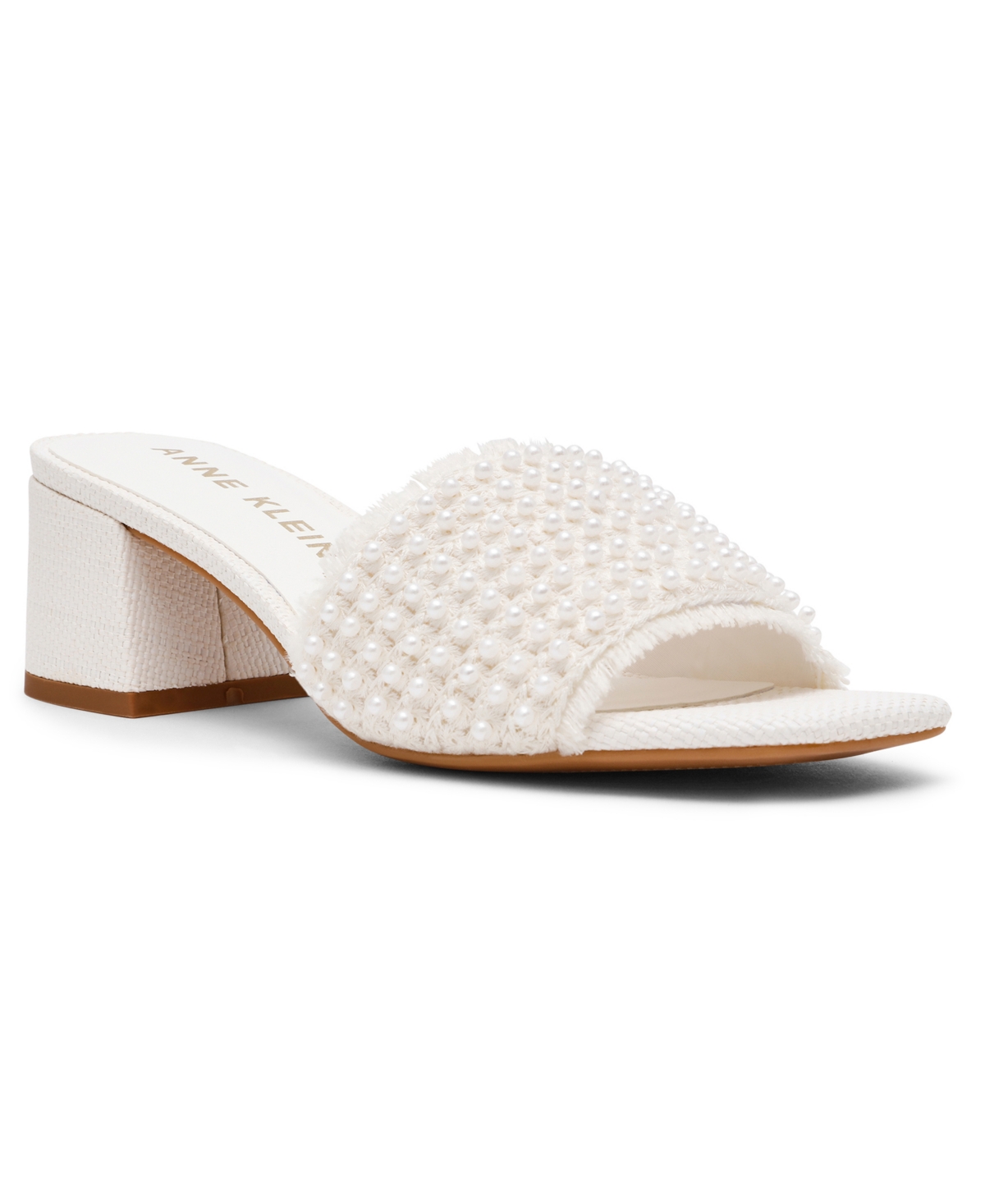 Anne Klein Womens Dolls-p Block Heel Sandals - White Pearl
