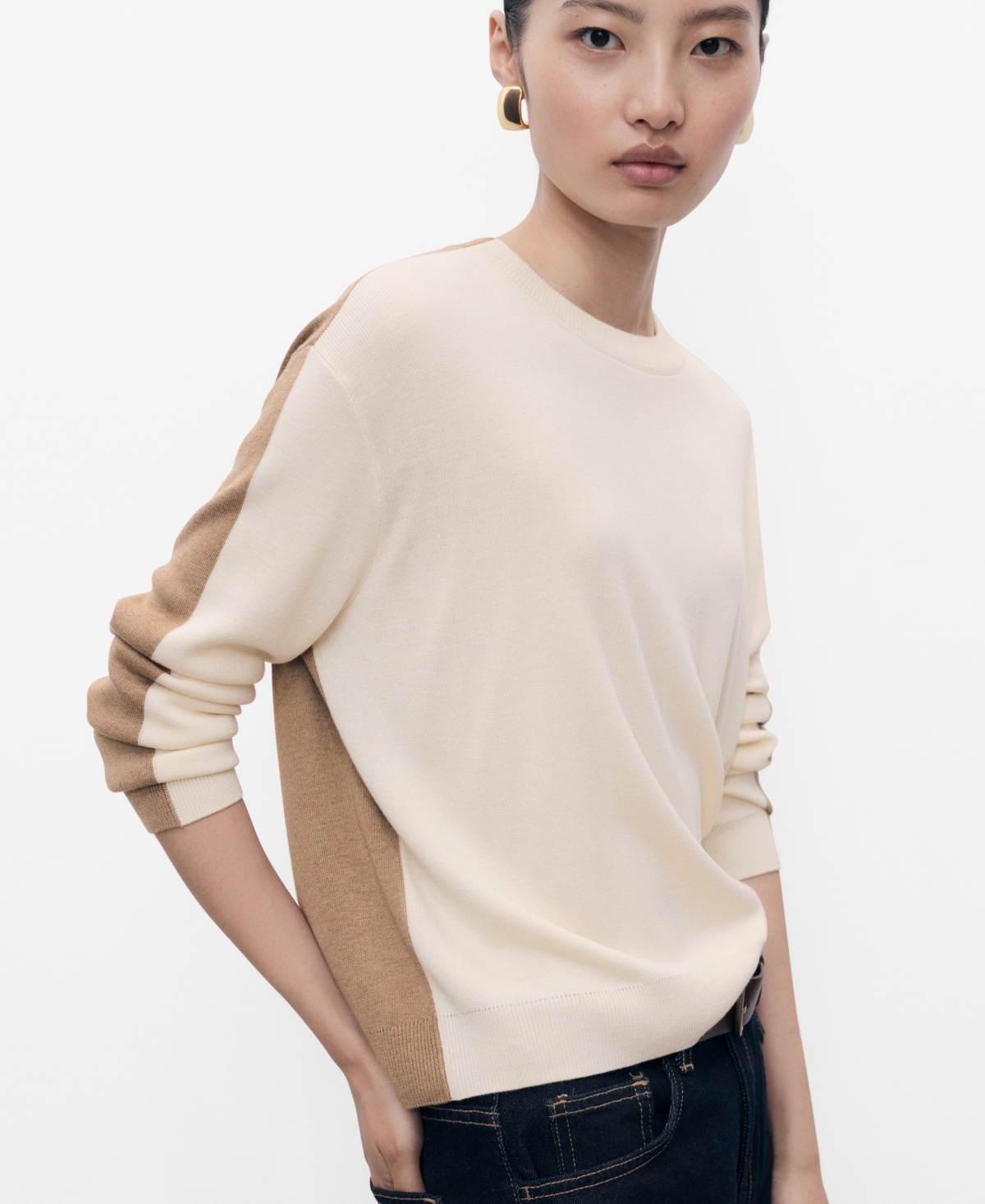 Click here for Mango Womens Combined-Design Sweater - Ecru prices