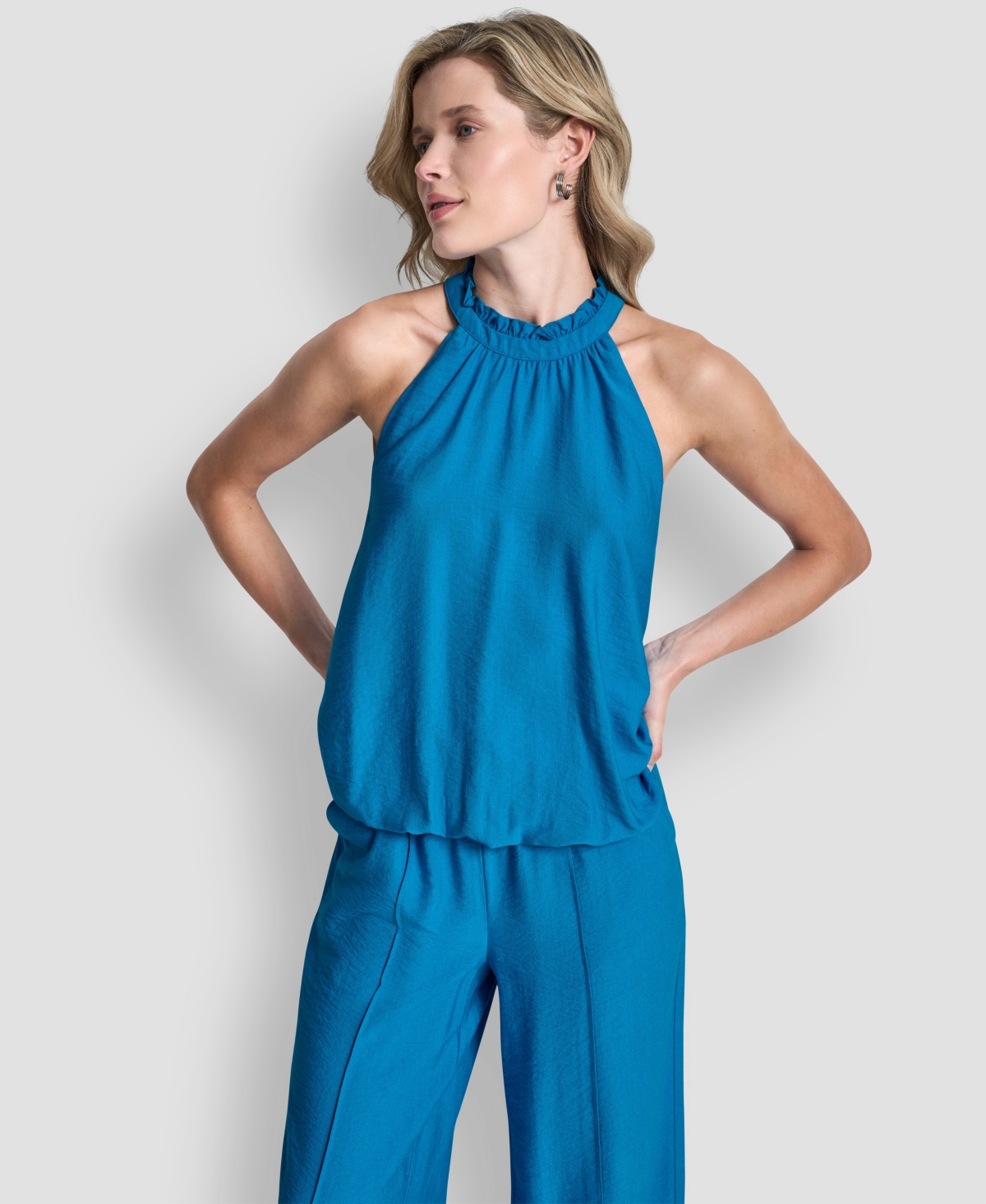 Click here for Dkny Womens Sleeveless Halter-Neck Top - Ocean Blu... prices