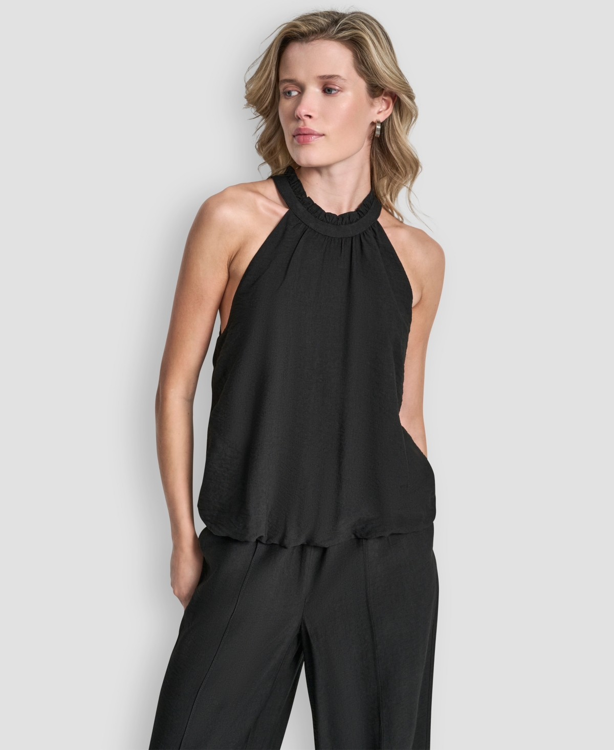 Click here for Dkny Womens Sleeveless Halter-Neck Top - Black prices