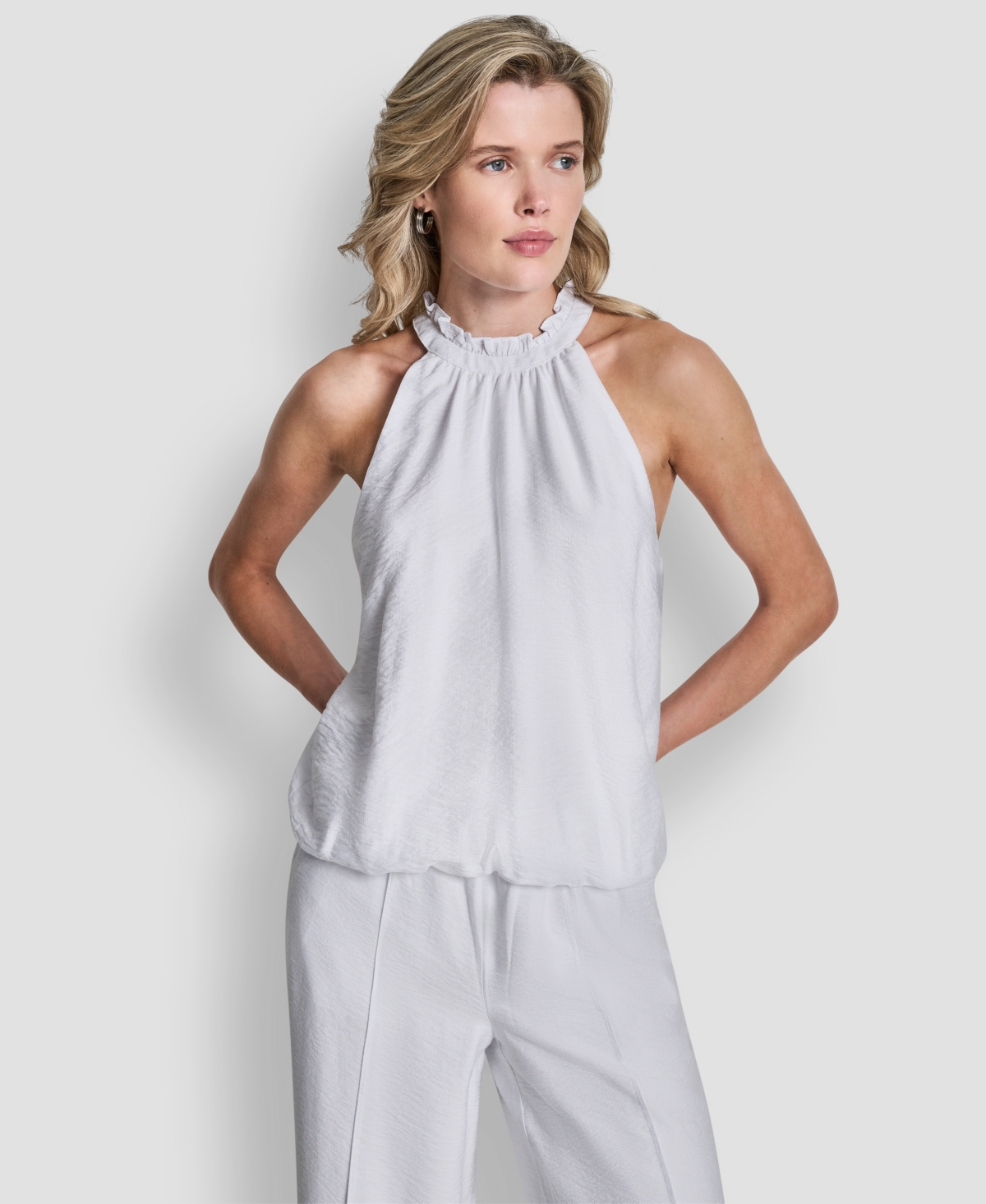 Click here for Dkny Womens Sleeveless Halter-Neck Top - White prices