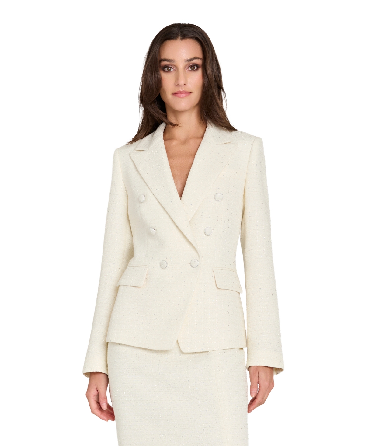 Click here for Tahari Asl Womens Peak Lapel Boucle Blazer - Vanil... prices
