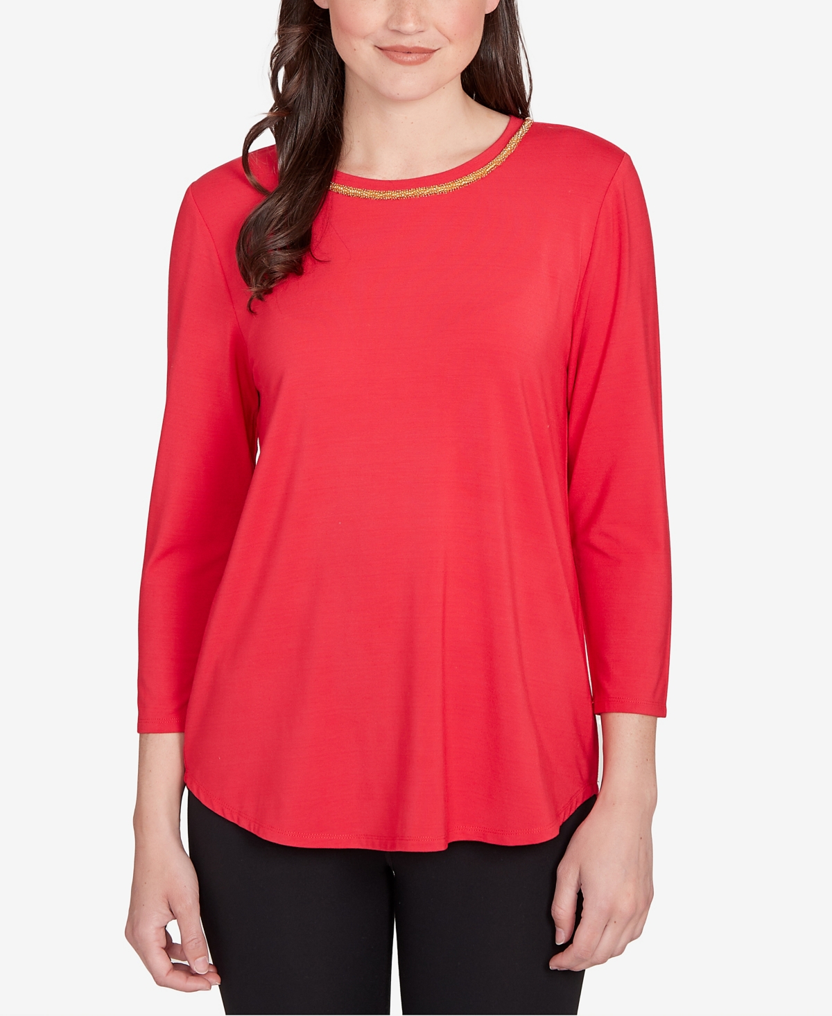 Click here for Ruby Rd. Petite Embellished Scoop Neck Solid Knit... prices