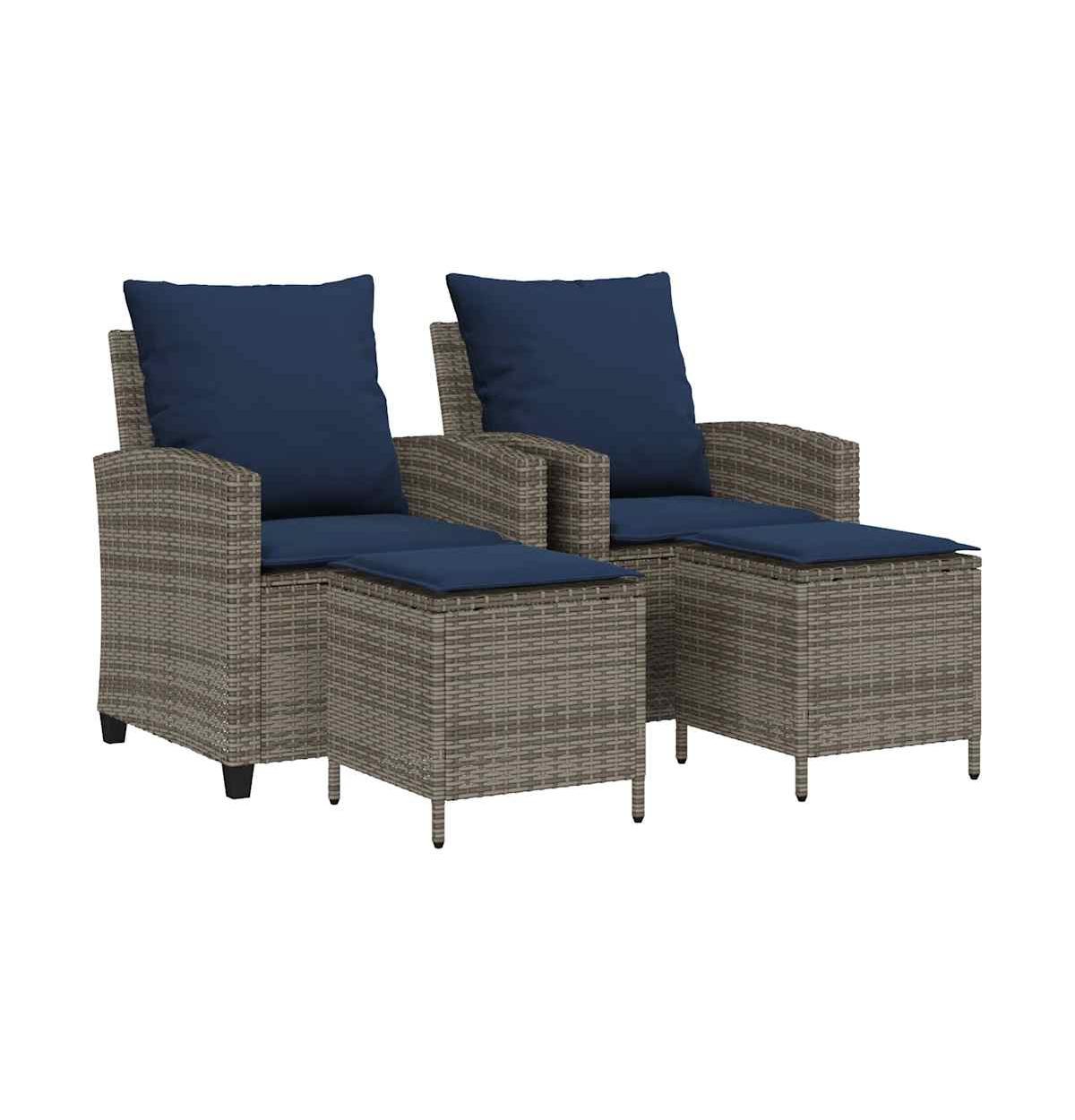 Click here for Garden Sofa Set Grey  Navy blue Pe rattan and powd... prices
