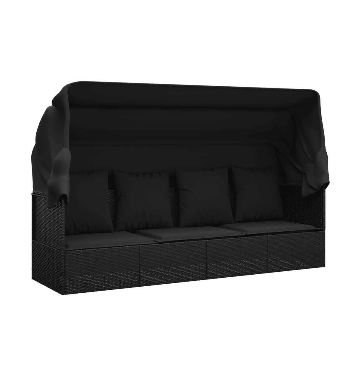Click here for Outdoor Lounge Bed Black Poly rattan  powder-coate... prices