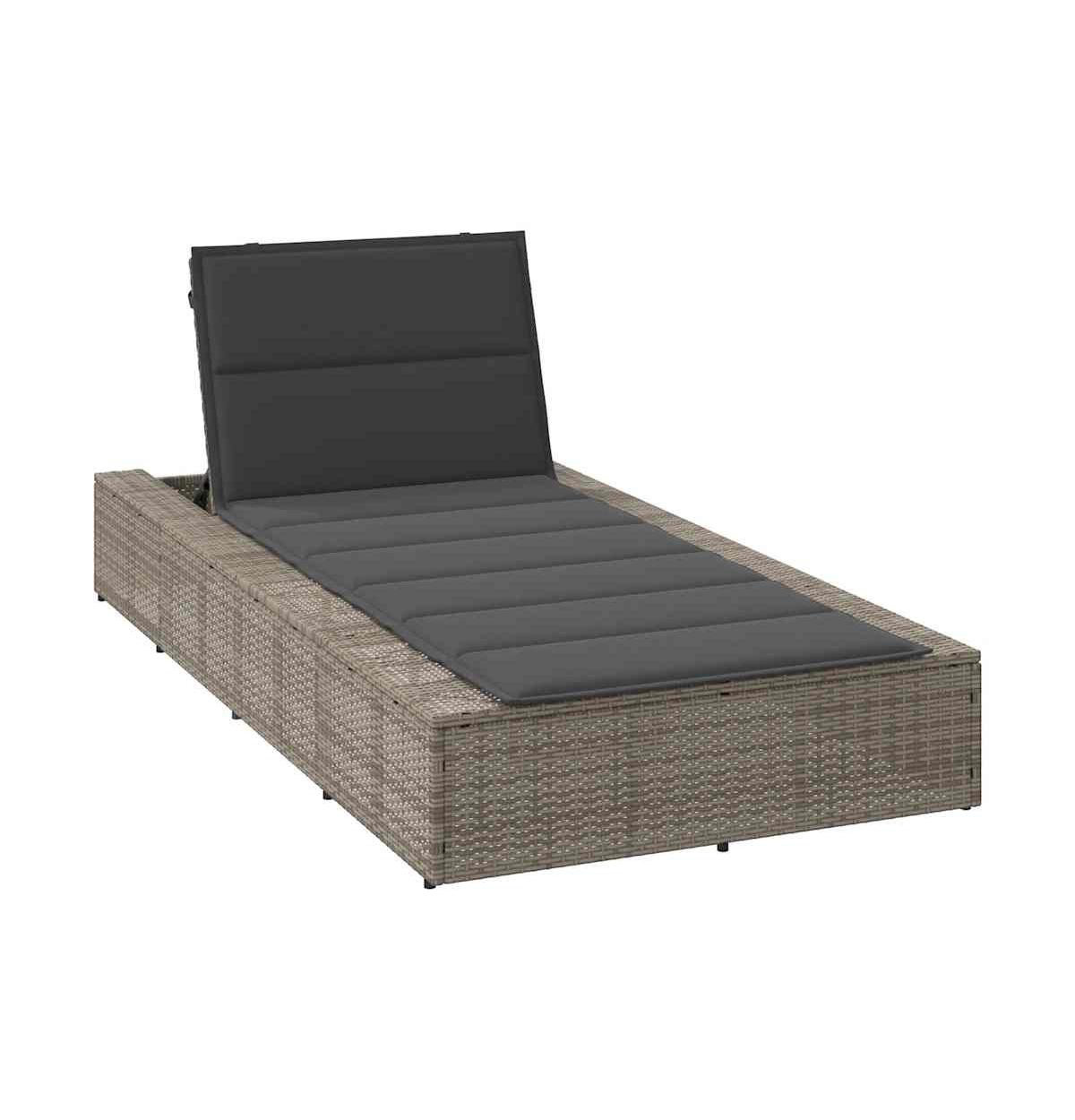 Click here for Sunbed Grey Pe Rattan Single Cushioned Sun Lounger... prices