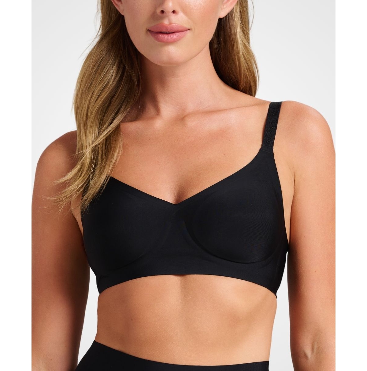 Click here for Siella Womens Invisible V-Neck Padded Bra - Black prices