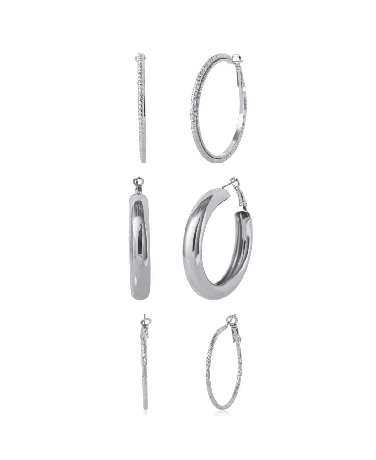 Click here for Jessica Simpson 3-Piece Textured Silver-Tone Hoop... prices