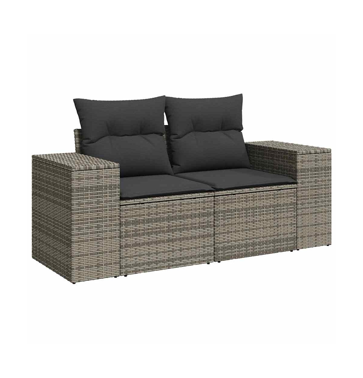 Click here for vidaXL Garden Sofa Grey Pe rattan  powder-coated s... prices
