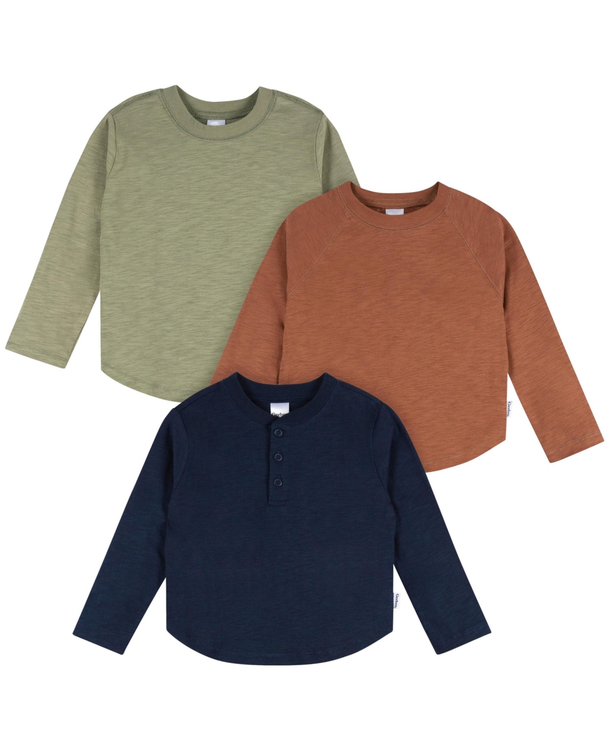 Click here for Gerber Baby Boys 3-Pack Long Sleeve Shirts - Brown prices