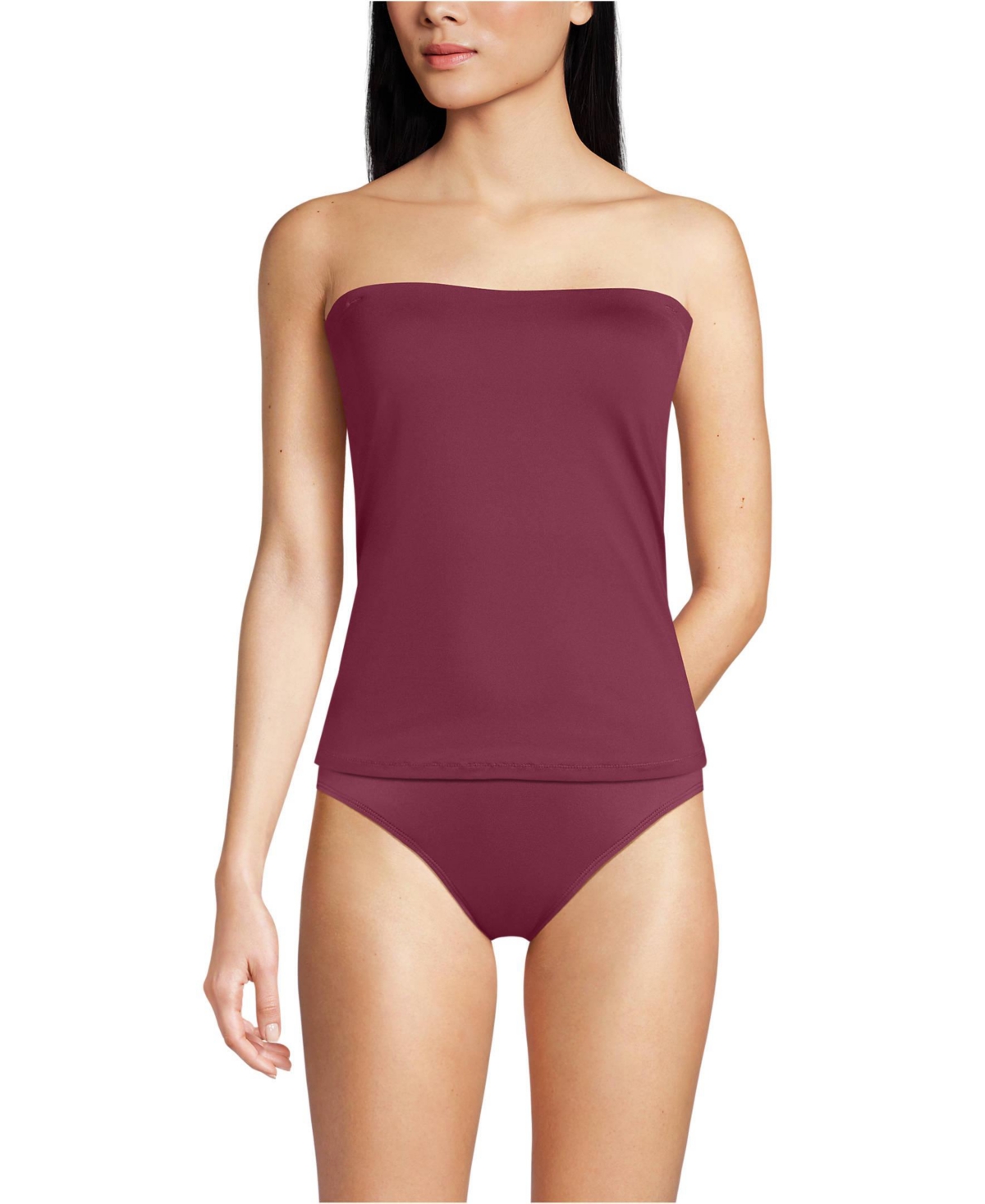 Click here for Lands End Womens Bandeau Tankini Top - Burgundy sp... prices