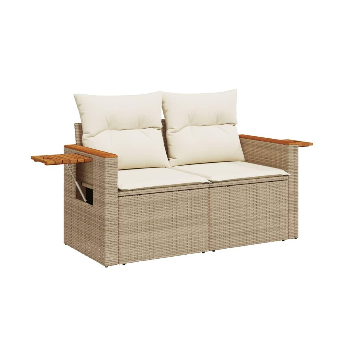 Click here for Garden Sofa Beige Pe rattan 2-Seater Foldable Outd... prices
