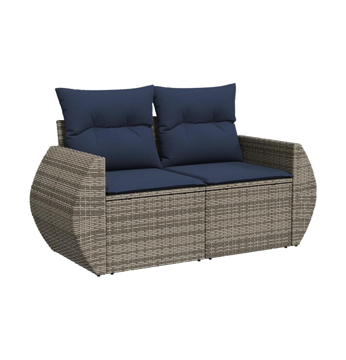 Click here for Patio Sofa with Cushions 2-Seater Gray Poly Rattan prices