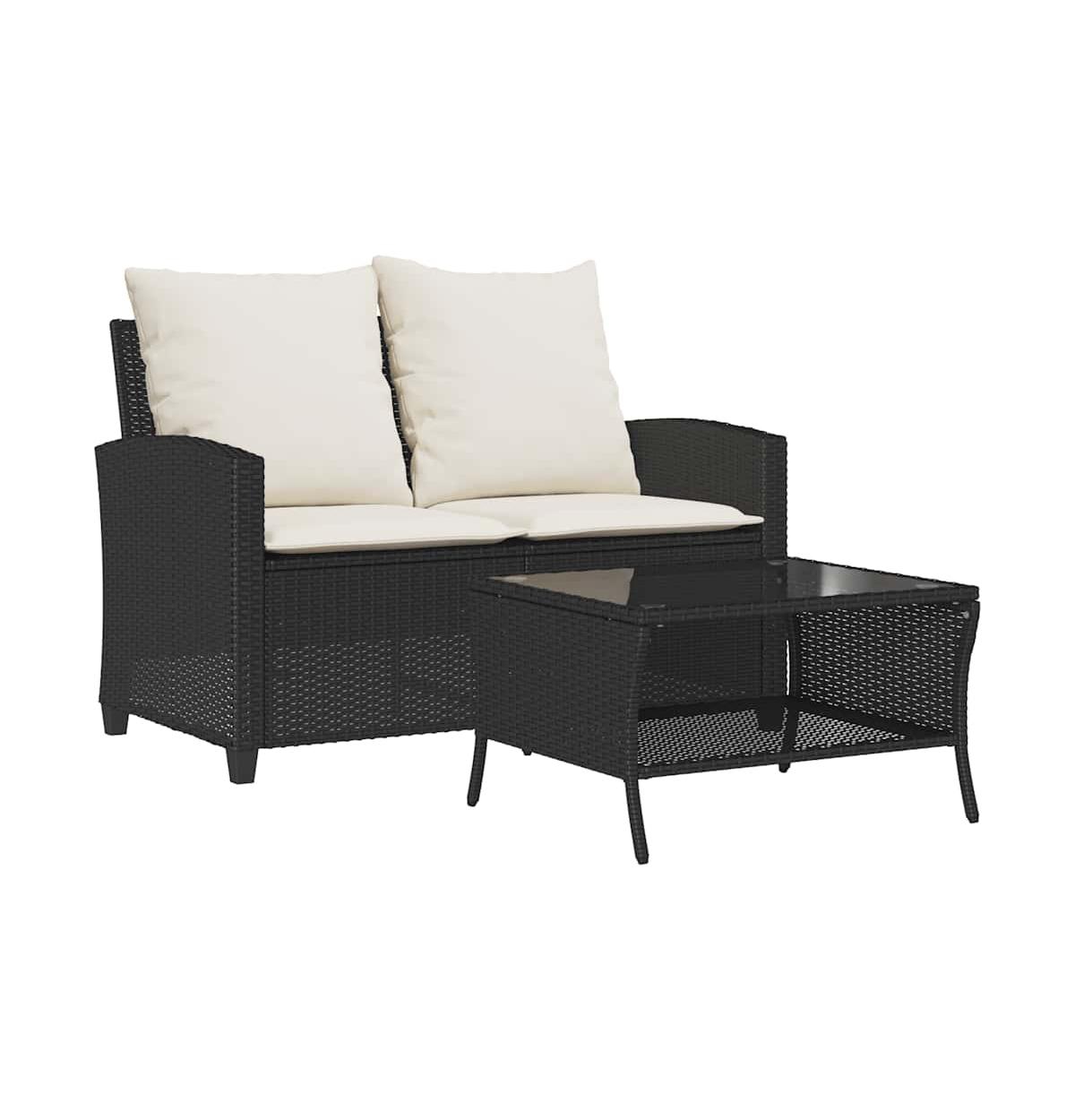 Click here for Garden Sofa Black  Cream White Pe Rattan Medium Re... prices