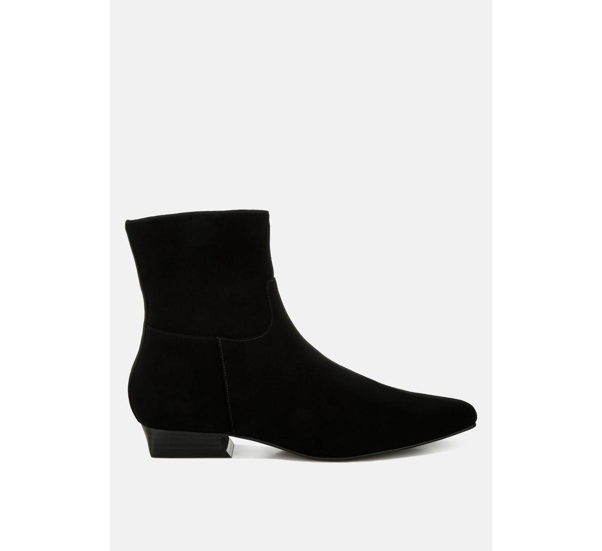 Click here for Rag & Co Hakra Flared Heel Suede Boots Women - Bla... prices