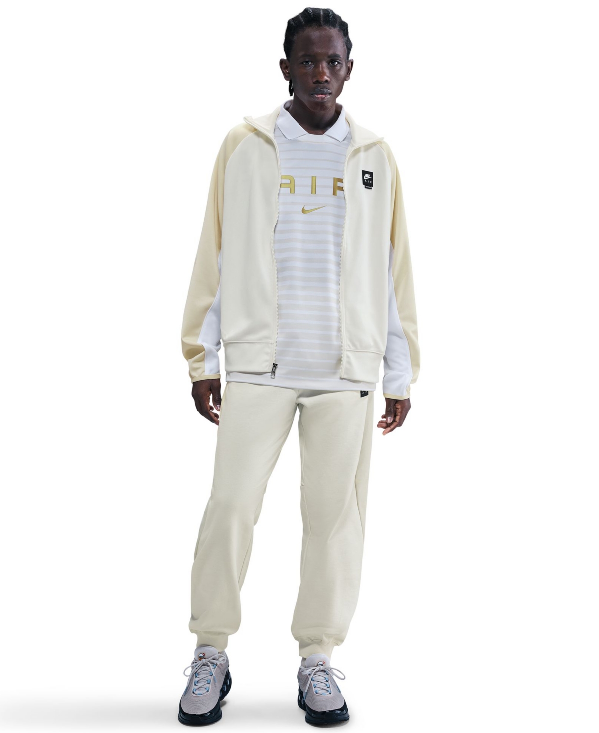 Nike Air Mens Relaxed Fit Colorblocked Zip-Front Jacket - Sail/It Khaki/White/Black