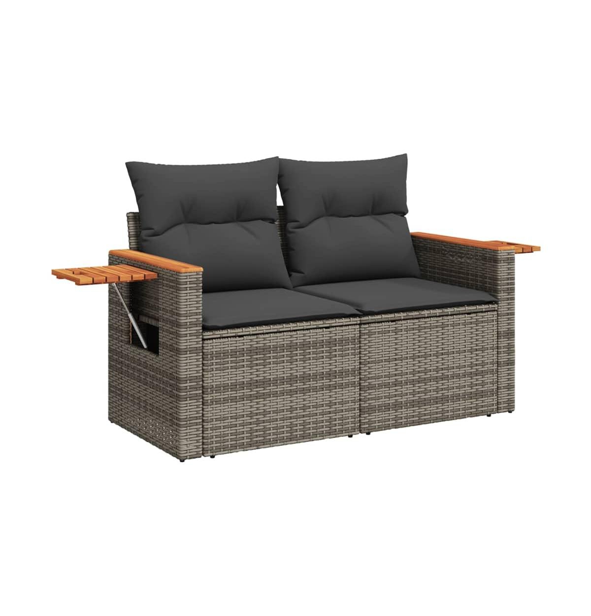 Click here for Garden Sofa Grey Pe rattan  powder-coated steel  s... prices